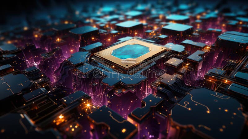 AI. CPU. Circuit Board. Technology Background. Central Computer ...