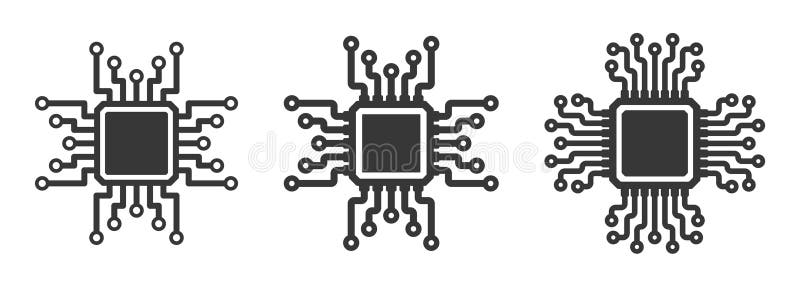 Ai Cpu Gpu Microchip Icon Set Machine Learning Micro Chip Symbol Ml