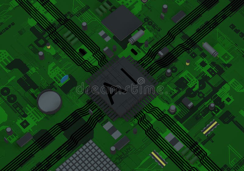 AI CPU Processor Circuit with Data Transmission and Advanced Engineering Stock Illustration ...
