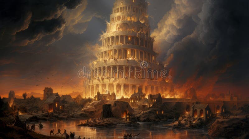 AI-Crafted Epic: the Tower of Babylon - a Mythical Marvel Stock ...