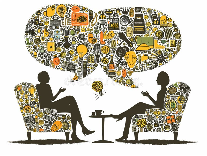 Visual Dialogue of Creativity. AI Generated Illustration Stock ...