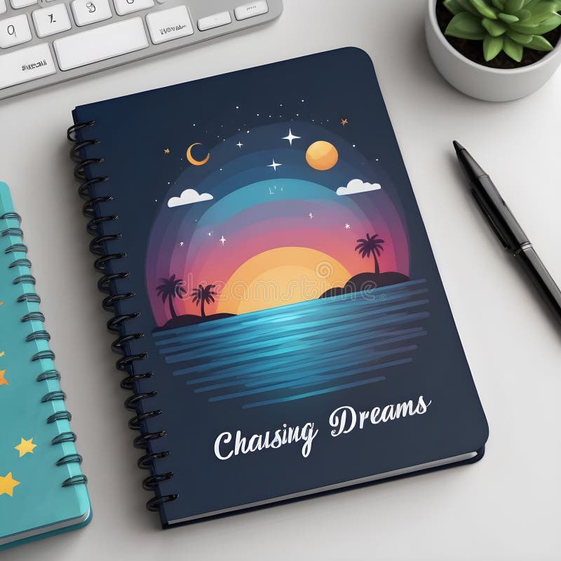Inspirational Planner Mockup with Dream-Themed Cover Stock Illustration ...