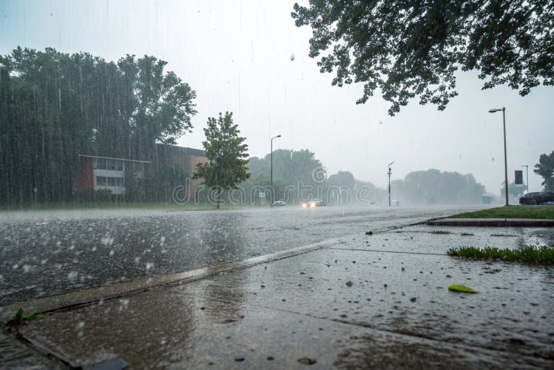 AI-Created Heavy Rain: Weather Simulation Concept Stock Illustration ...