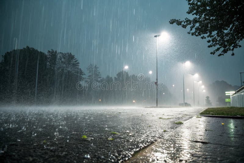 AI-Created Heavy Rain: Weather Simulation Concept Stock Illustration ...