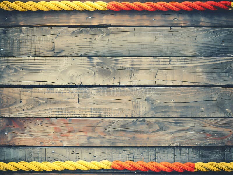 AI-Generated Image: Rustic Wooden Background with Colorful Rope Borders ...