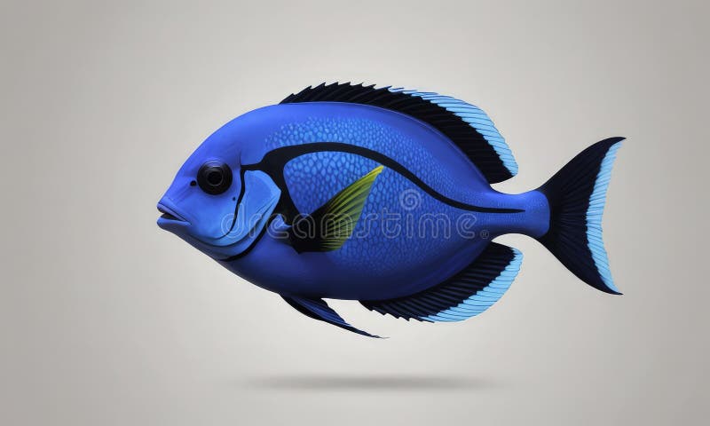 Blue Fish with Yellow Stripe on Its Head Stock Illustration ...