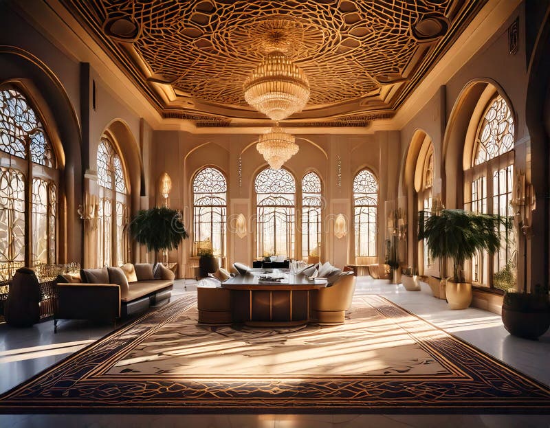 AI Generated - Elegant Office with Arabian Arabesque Decoration Stock ...