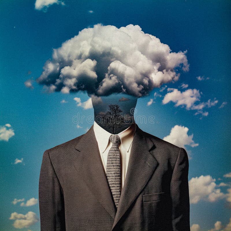 AI-Created Surreal Cloud Head Portrait Stock Illustration ...