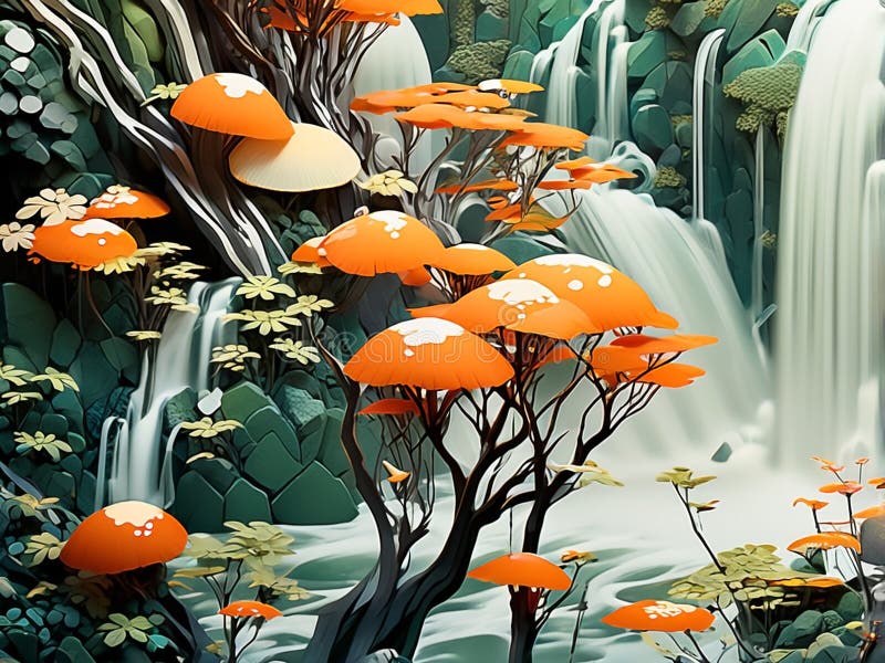 AI Creates Beautiful Animated Waterfall Part Two Stock Illustration ...