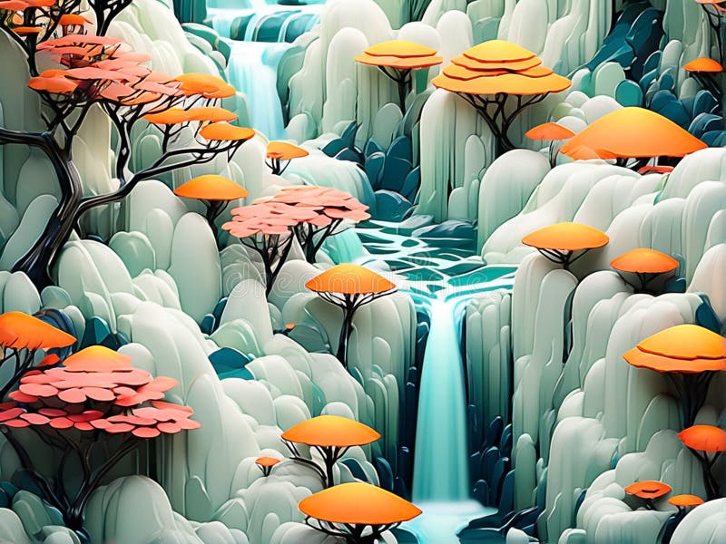 AI Creates Beautiful Animated Waterfalls Stock Illustration ...