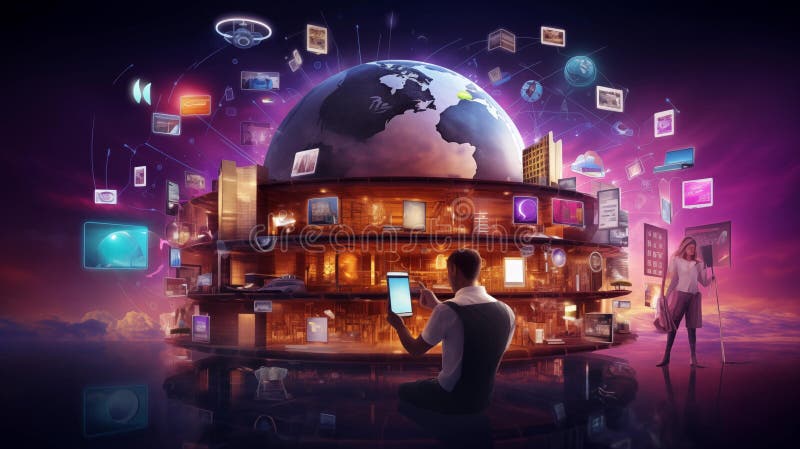 AI Creates Images of the Globe, Technology Stock Illustration ...