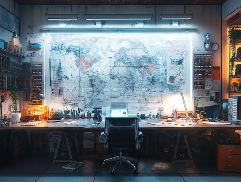 AI Creates Images, a Work Room Stock Illustration - Illustration of ...