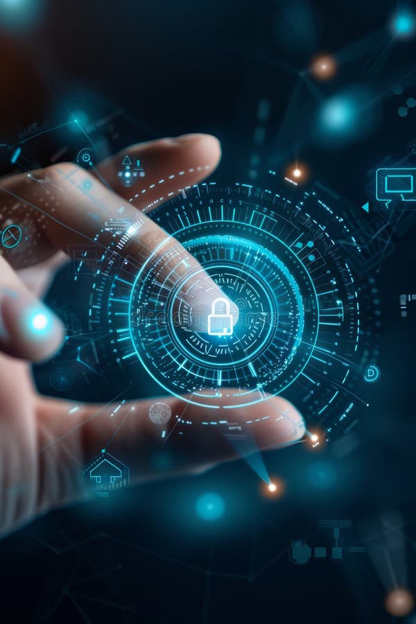 AI Cyber Security, Finger Reaching Holographic Security Interface ...