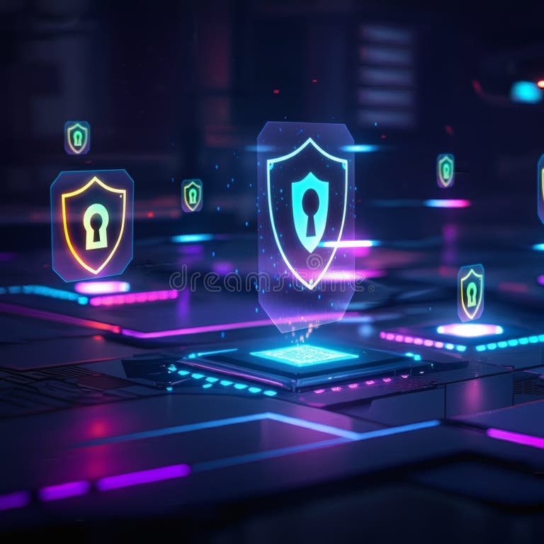 AI Cybersecurity Concept with Digital Lock Protection Encryption Secure ...