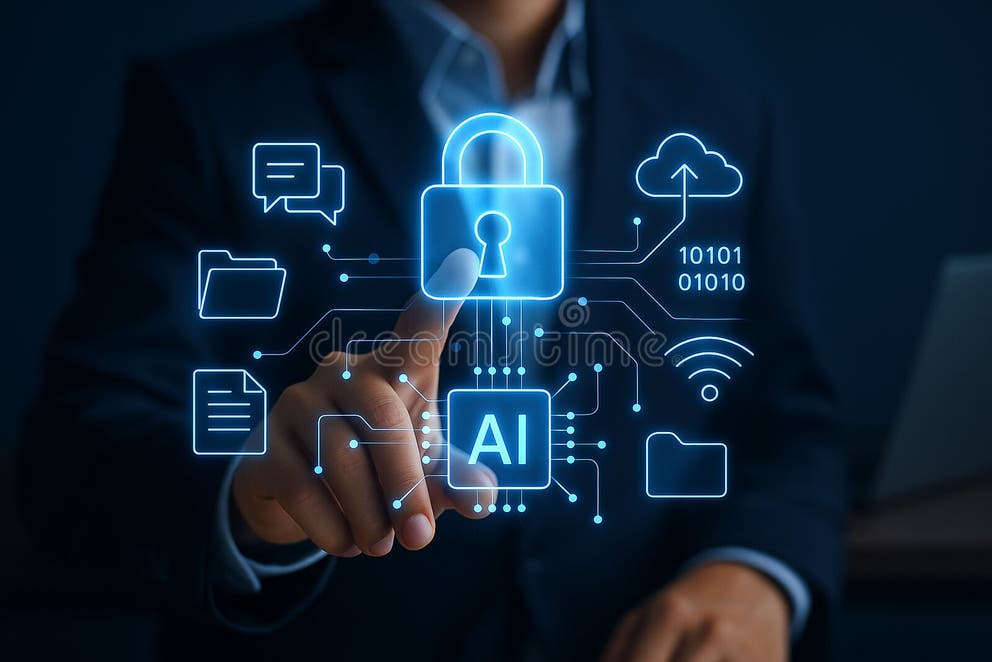 Ai Cybersecurity Concept Artificial Intelligence Data Protection and Network Security Solution ...