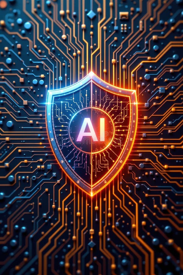 Ai and Cybersecurity Concept Visualized with Shield Symbol Integrated ...