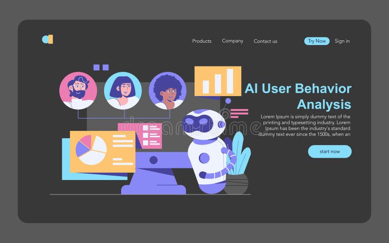 AI Cybersecurity. Flat Vector Illustration Stock Vector - Illustration of behavior, computer ...