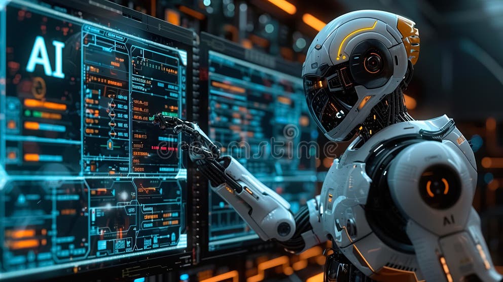 AI Cyborg Machine Learning and Artificial Intelligence Concept Stock ...