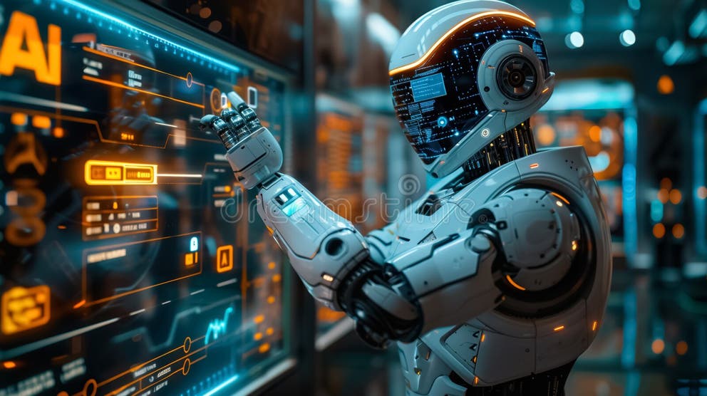 AI Cyborg Machine Learning and Artificial Intelligence Concept Stock ...