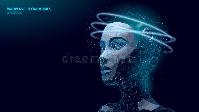 AI Cyborg Woman Face with Messed Up Emotion. Error, System Alert ...