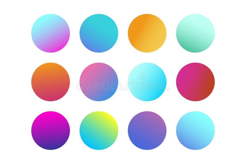 Set of Circular Gradients, Sphere Buttons. Multicolored, Bright Colored ...