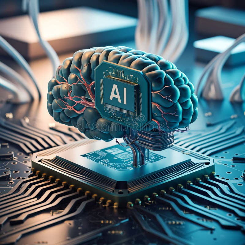 AI Artificial Intelligence 3D Brain Chipset on Circuit Board Stock ...