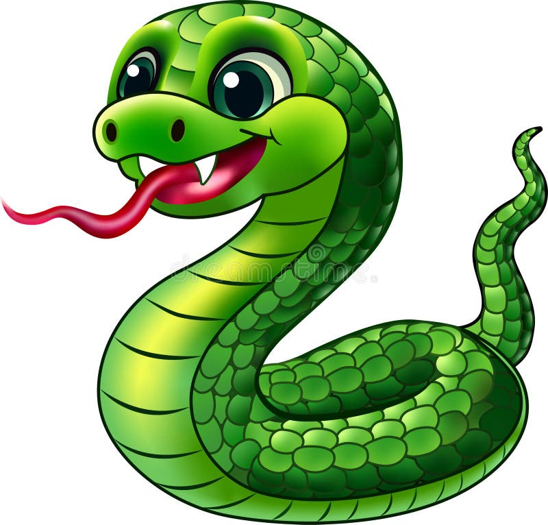 Green funny cartoon snake stock vector. Illustration of funny - 342005525
