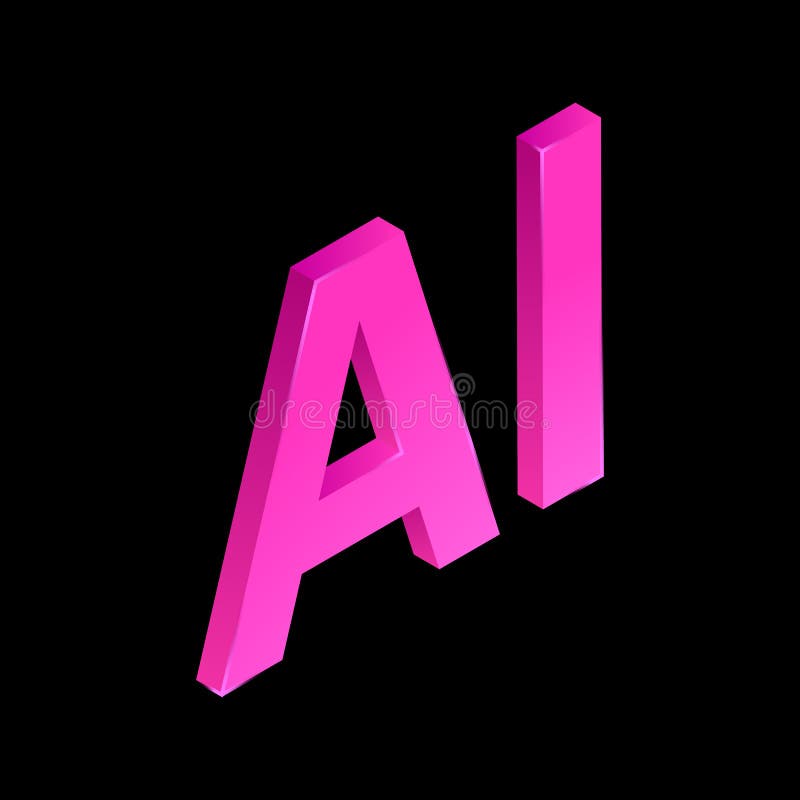 AI 3D Pink Icon on Black Background Stock Vector - Illustration of ...