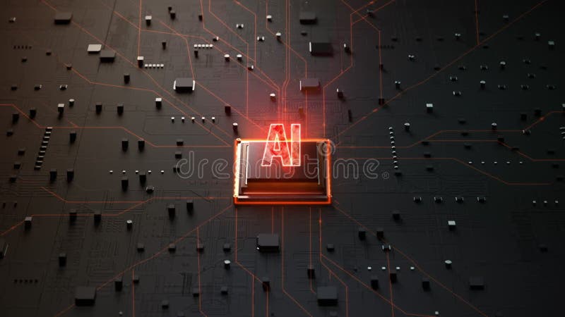 Ai 3d Rendering Animation Of Cpu Chip Set Landing To Install On