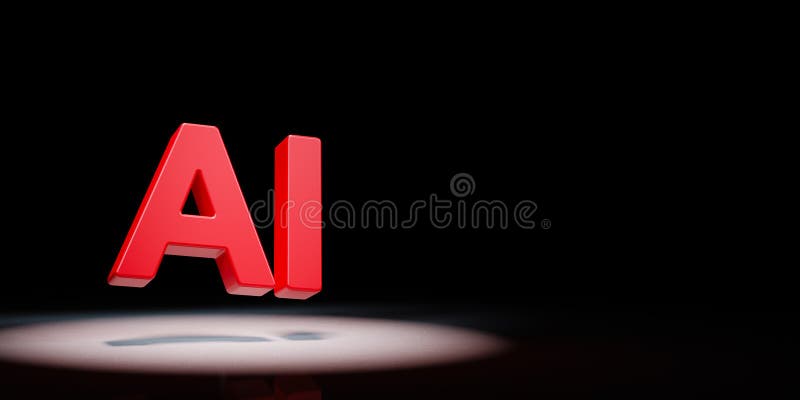 AI 3D Text Spotlighted on Black Background Stock Illustration ...