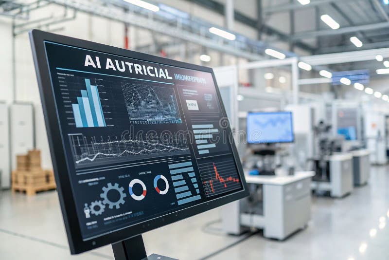 AI Dashboard Displaying Factory Data Analytics Stock Illustration ...
