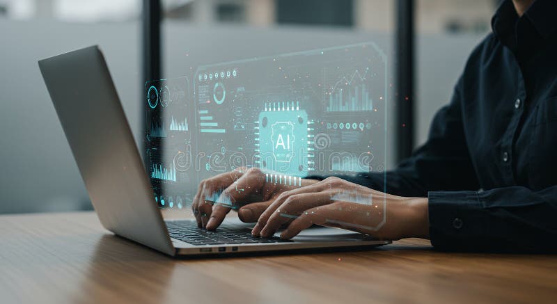 AI Data Analysis: Future of Business Intelligence on Laptop Stock Illustration - Illustration of ...