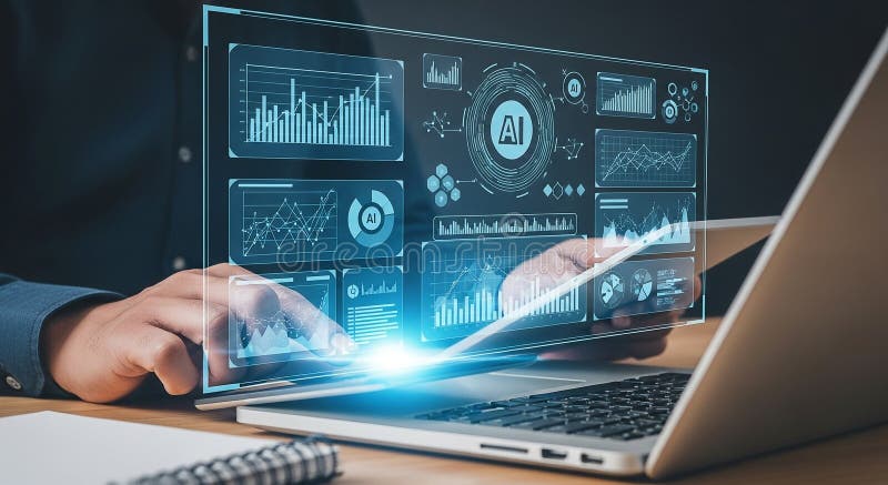 Ai Data Analysis on Laptop for Business Intelligence and Machine Learning Technology and Data ...