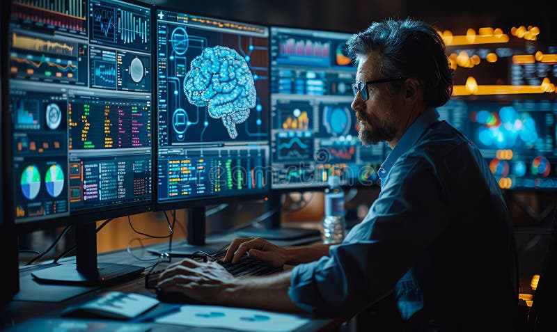 AI Data Analyst Coding Virtual Brain AI Machine Learning Technology for ...