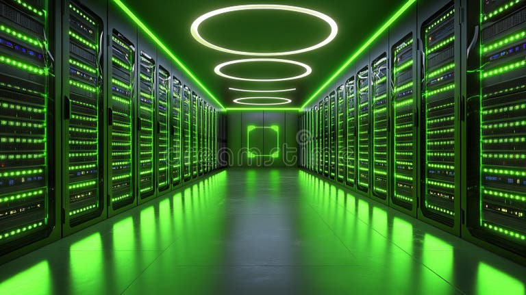 AI Data Center: Green Server Room, Advanced Computing, Future ...