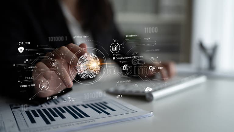 AI Data Management and Analysis Network System Latch Stock Image - Image of thinking ...