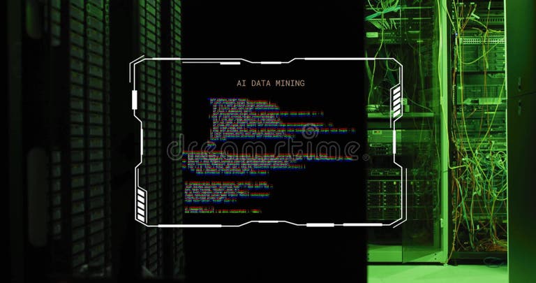 AI Data Mining Text Over Server Racks in Data Center Stock Image - Image of database, data ...