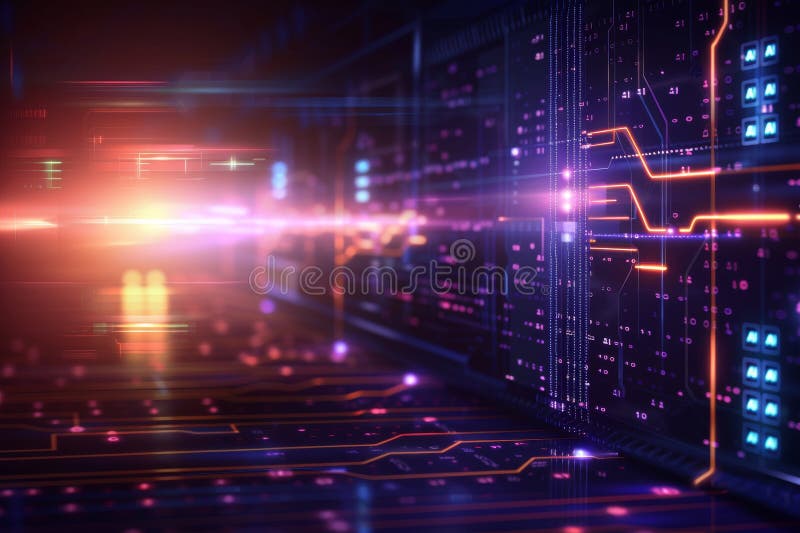 AI Data Stream in High Tech Environment, Advanced Technology in ...