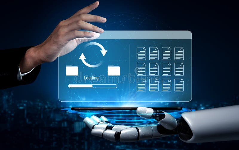 AI Data Synchronization Process Visualization Parse Stock Illustration - Illustration of data ...