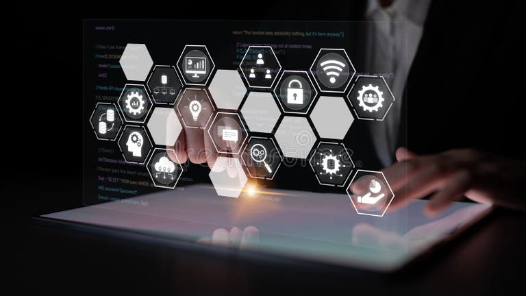 AI and Data Technology Integration with Business System Latch Stock Illustration - Illustration ...