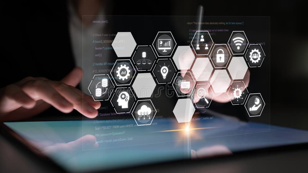 AI and Data Technology Integration with Business System Latch Stock Illustration - Illustration ...