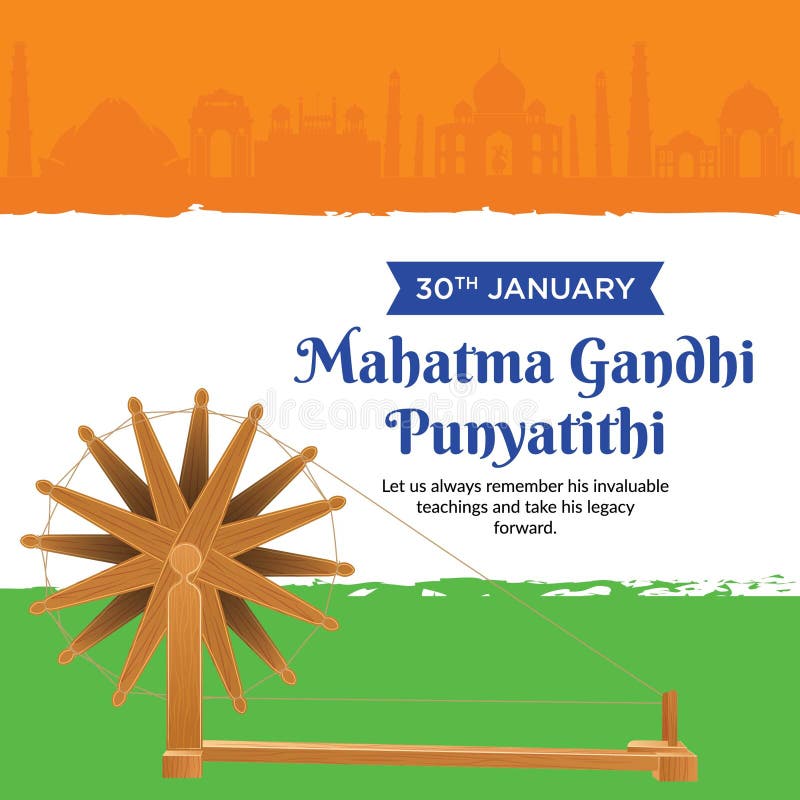 Banner Design of Mahatma Gandhi Punyatithi Stock Vector - Illustration ...