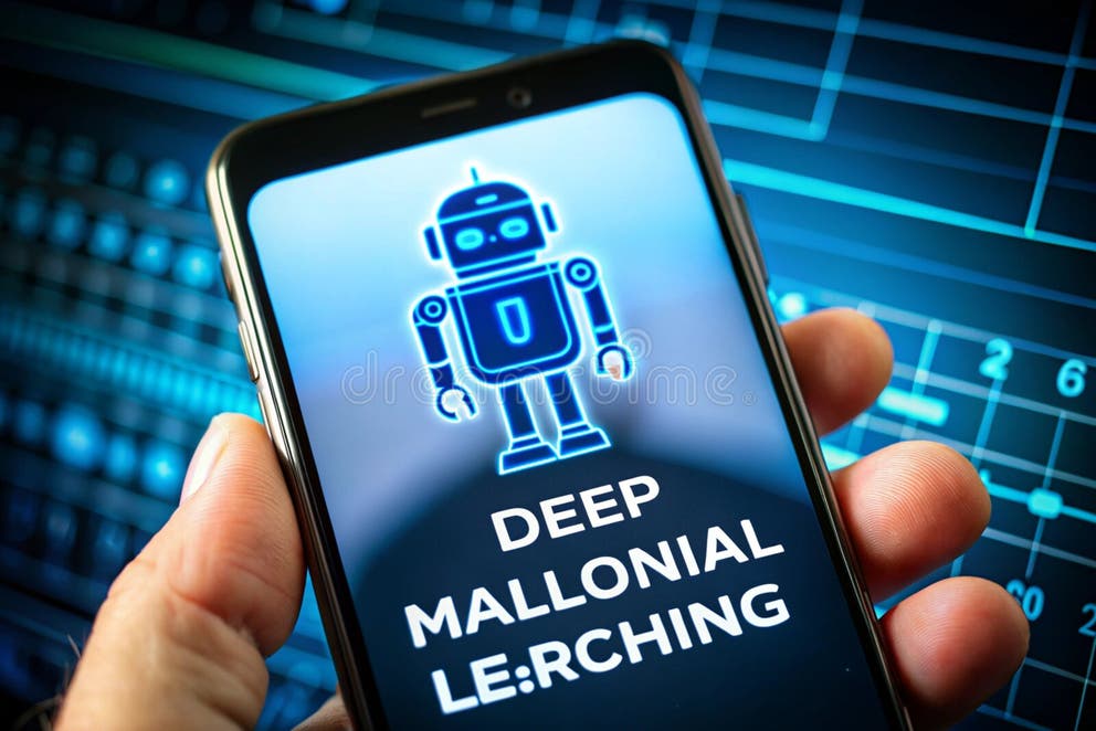 AI and Deep Learning on Mobile Device with Robot Icon Stock ...