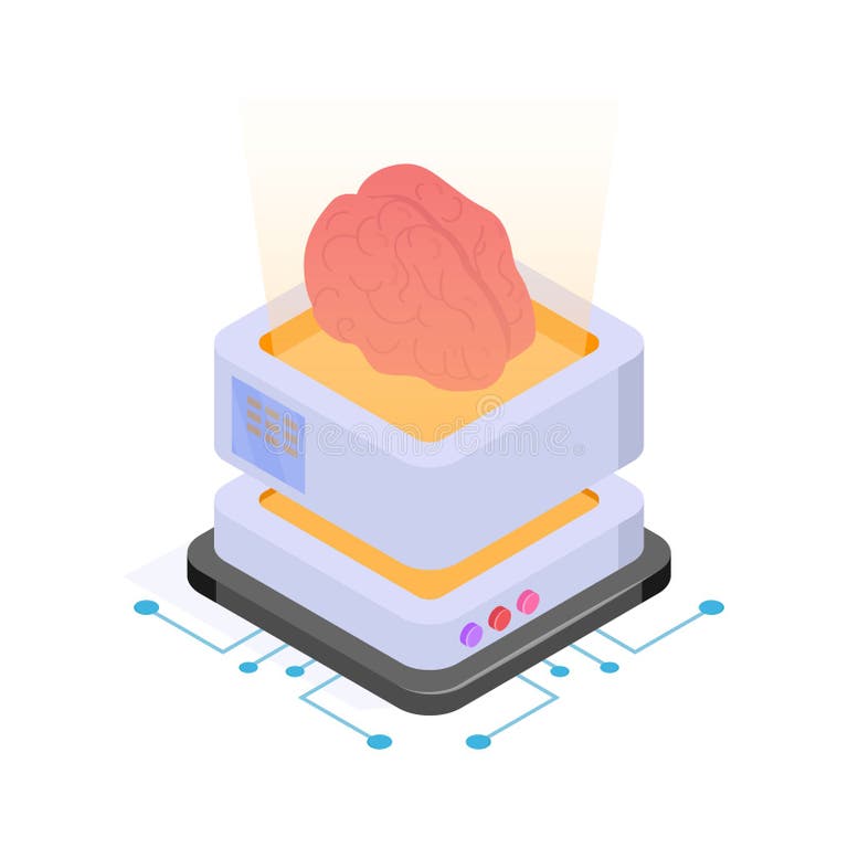 AI, Deep Learning, and Neural Networks Vector Design, a Brain on a Machine Stock Vector ...