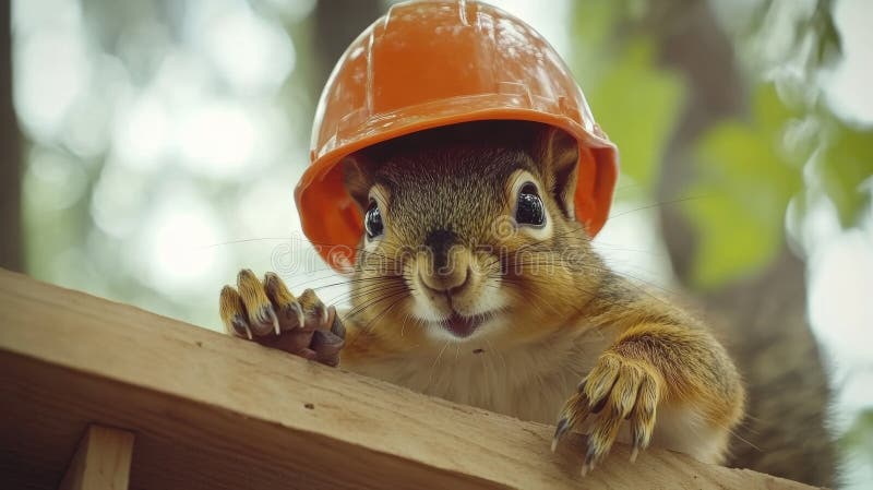 An AI Depiction of a Squirrel with a Small Construction Helmet ...