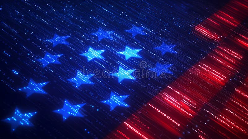 An AI-designed American Flag with Bold Stripes Made of Binary Code and ...