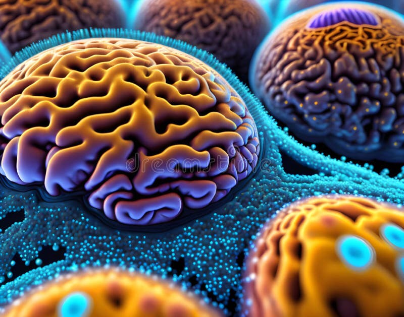 The Ai Designed Digital Brain with Matrix Around it. Stock Illustration ...