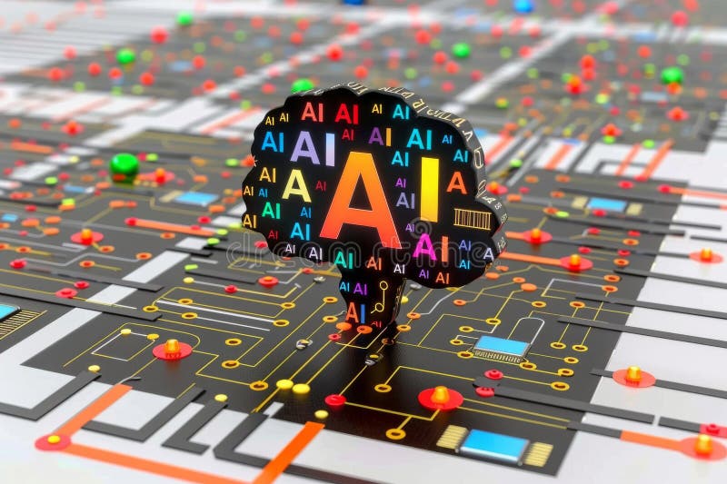AI Dice on Digital Circuit Board, Symbolizing the Randomness and ...
