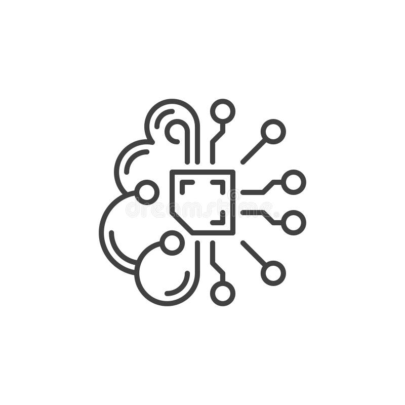 AI Digital Brain Vector Artificial Intelligence Concept Outline Icon ...