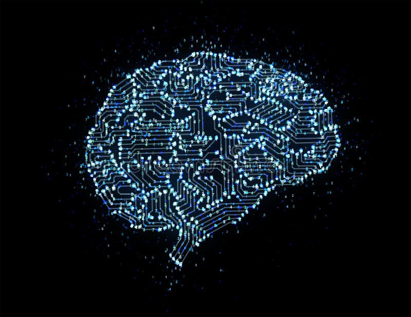Ai Digital Circuit Brain with Shining Light Stock Photo - Image of ...